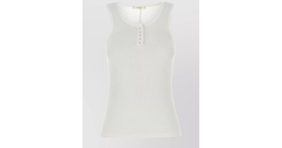 The Row Ribbed Texture Tank Top With Button Detail in White | Lyst