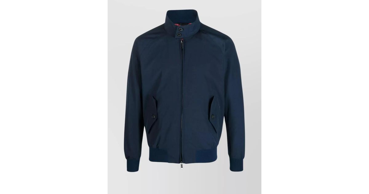 Baracuta Cotton Blend Stand Collar Bomber Jacket in Blue for Men | Lyst
