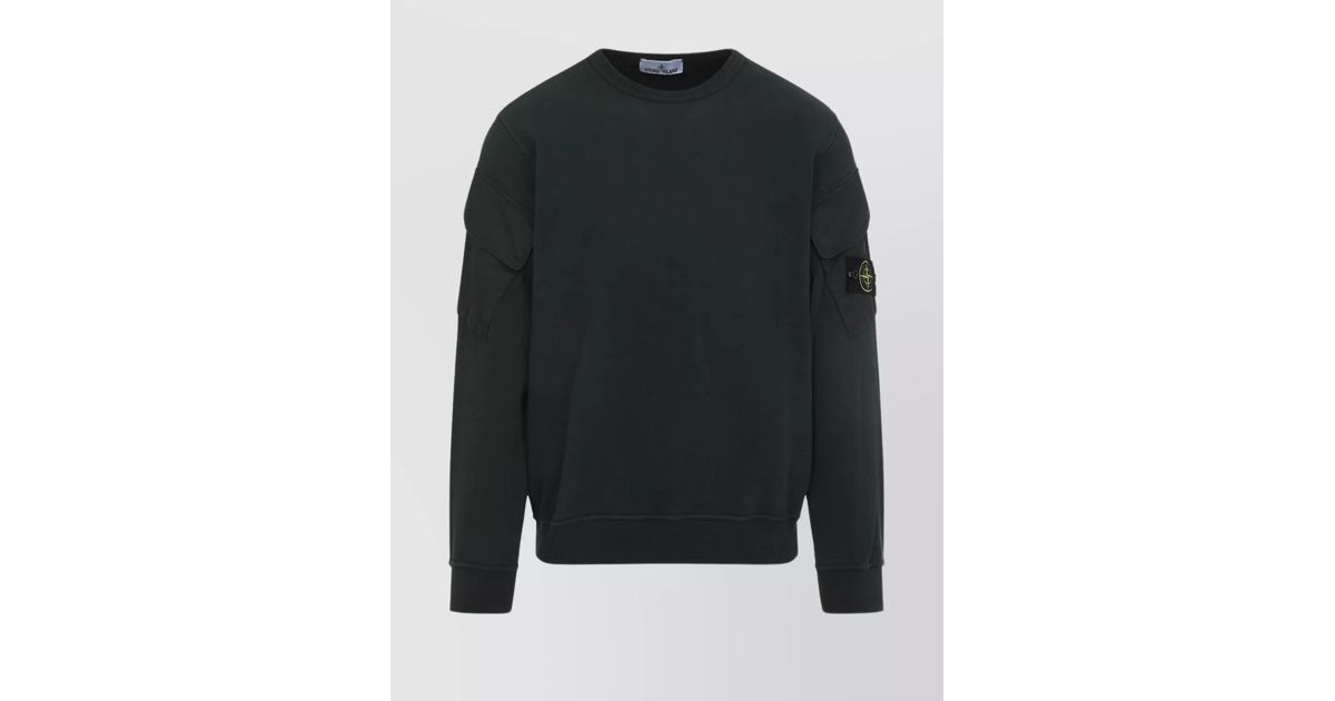 Stone Island Arm Patch Cotton Sweatshirt in Black for Men | Lyst UK