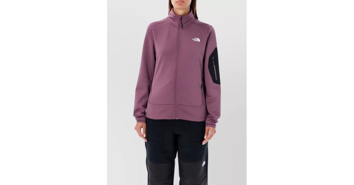 The North Face High Collar Fleece Jacket With Arm Pocket in Purple | Lyst