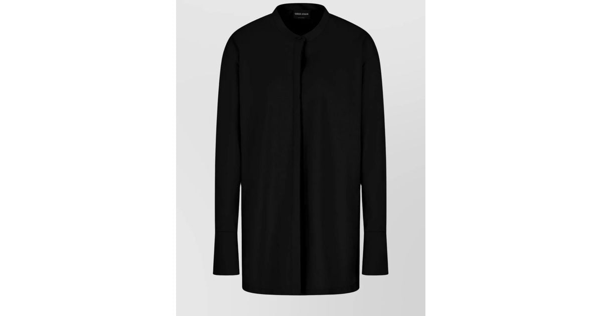 Giorgio Armani Sophisticated Mandarin Collar Shirt in Black | Lyst UK