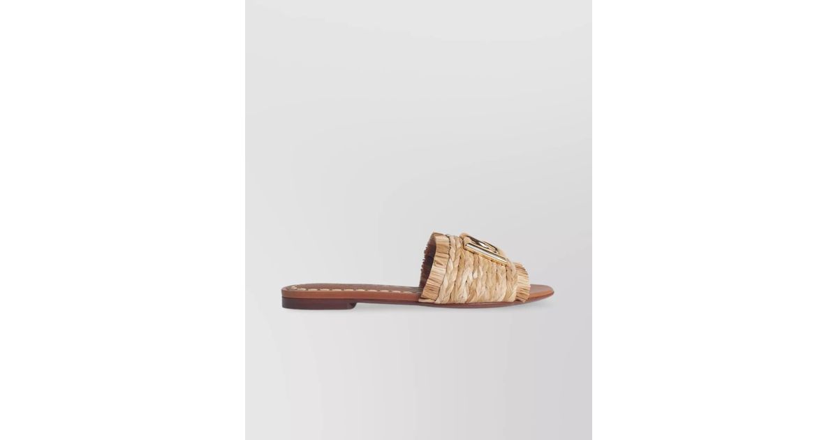 Dolce & Gabbana Woven Texture Slip-On Sandal in Natural | Lyst UK