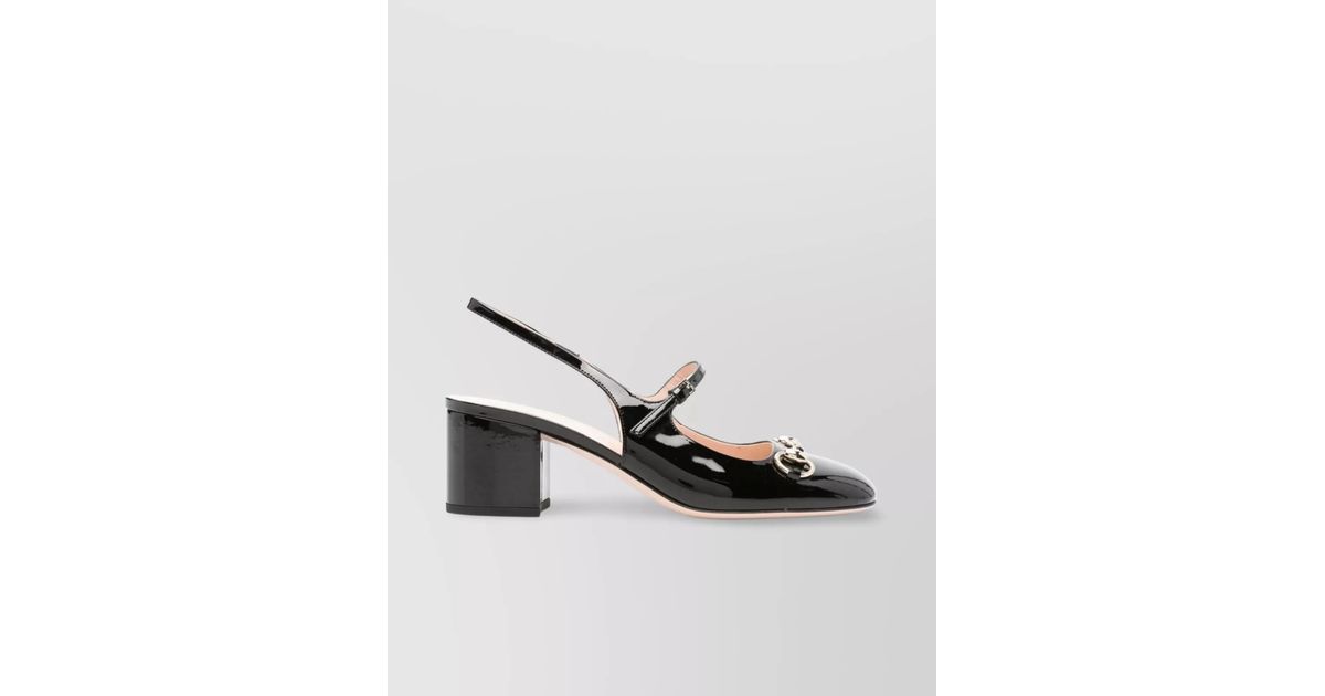 Gucci Clamp Square Toe Pump With Block Heel in Metallic | Lyst
