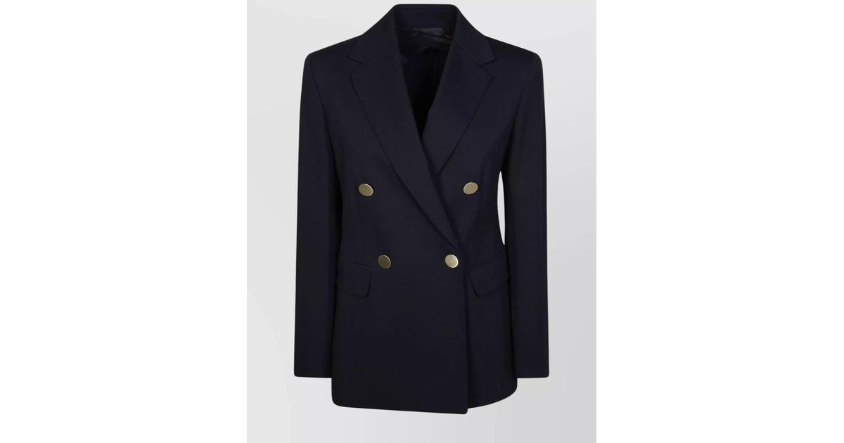 Max Mara Double-Breasted Milano Stitch Jacket in Blue | Lyst