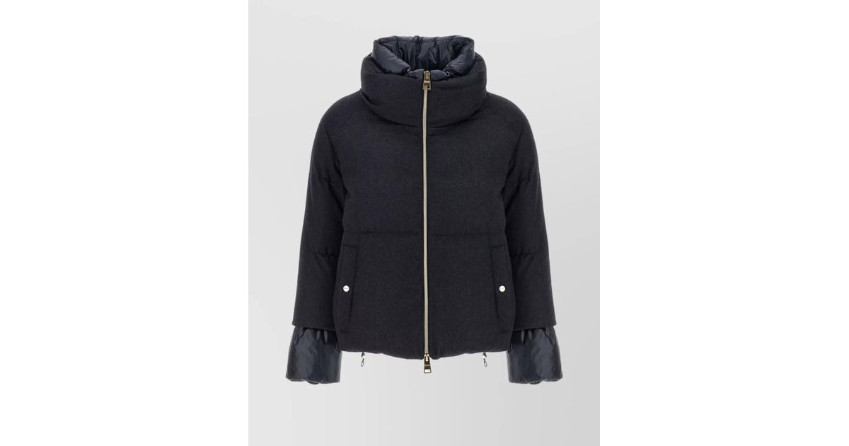 Herno Dual-Fabric Quilted Puffer Jacket With Adjustable Hem in Blue | Lyst