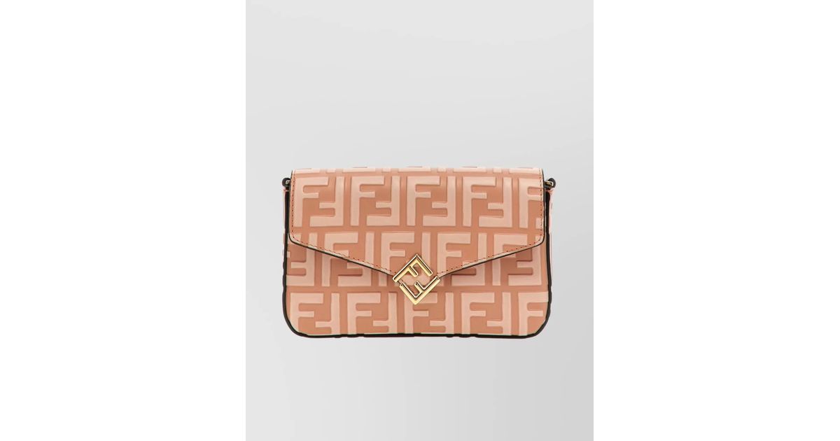 Fendi Chain Strap Diamond Wallet With-Tone Hardware in Pink | Lyst