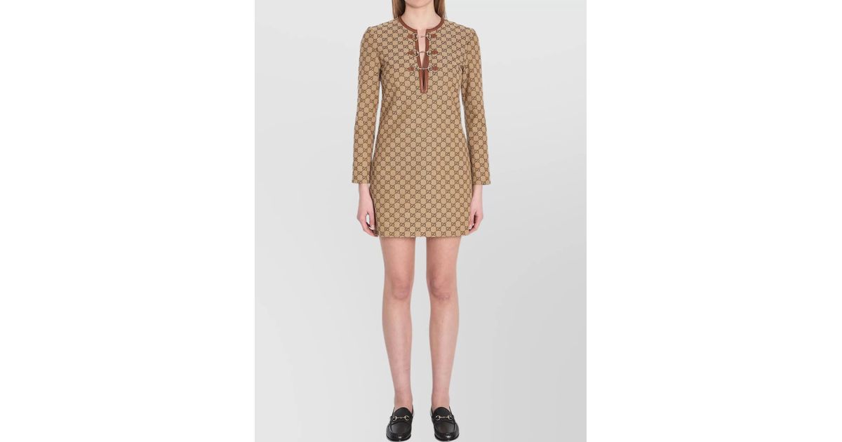 Gucci Gg Mini Dress Horsebit in Natural | Lyst UK