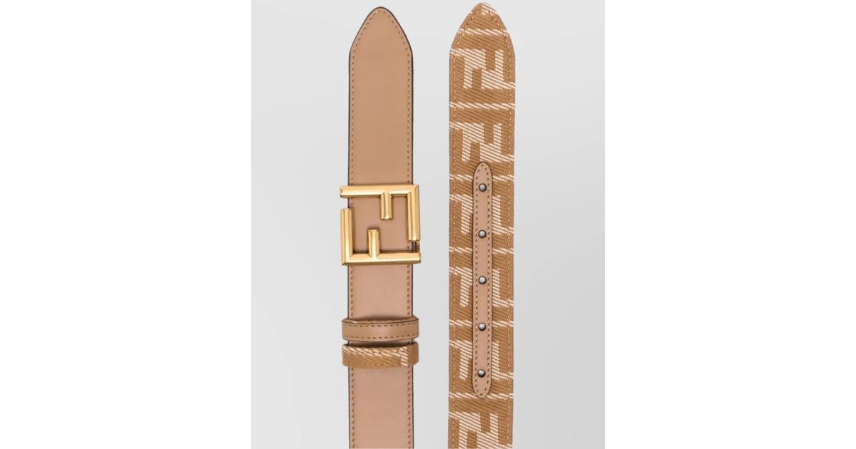 Fendi Reversible Leather And Denim-Effect Jacquard Belt in Natural | Lyst
