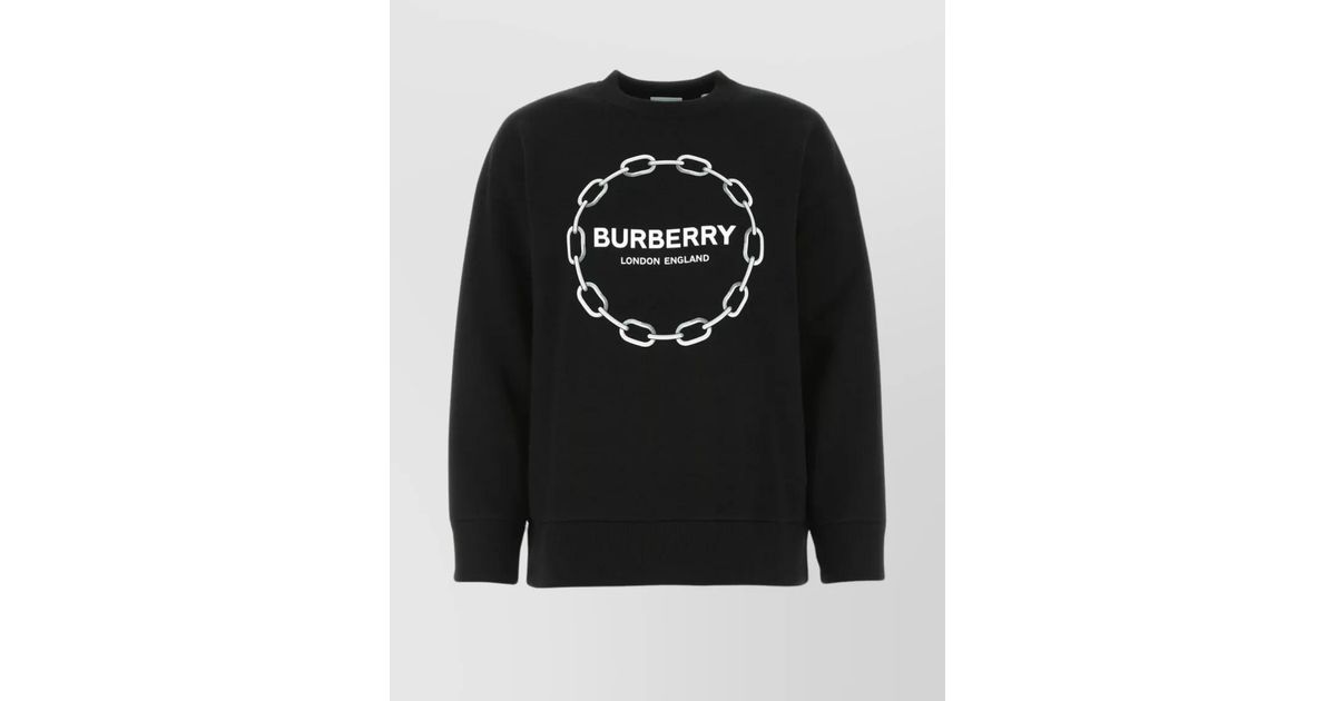 Burberry Stretch Wool Blend Crew Neck Sweater in Black | Lyst