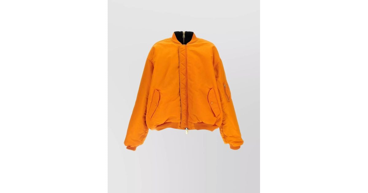 Vetements Reversible Bomber Jacket Ribbed Cuffs in Orange | Lyst
