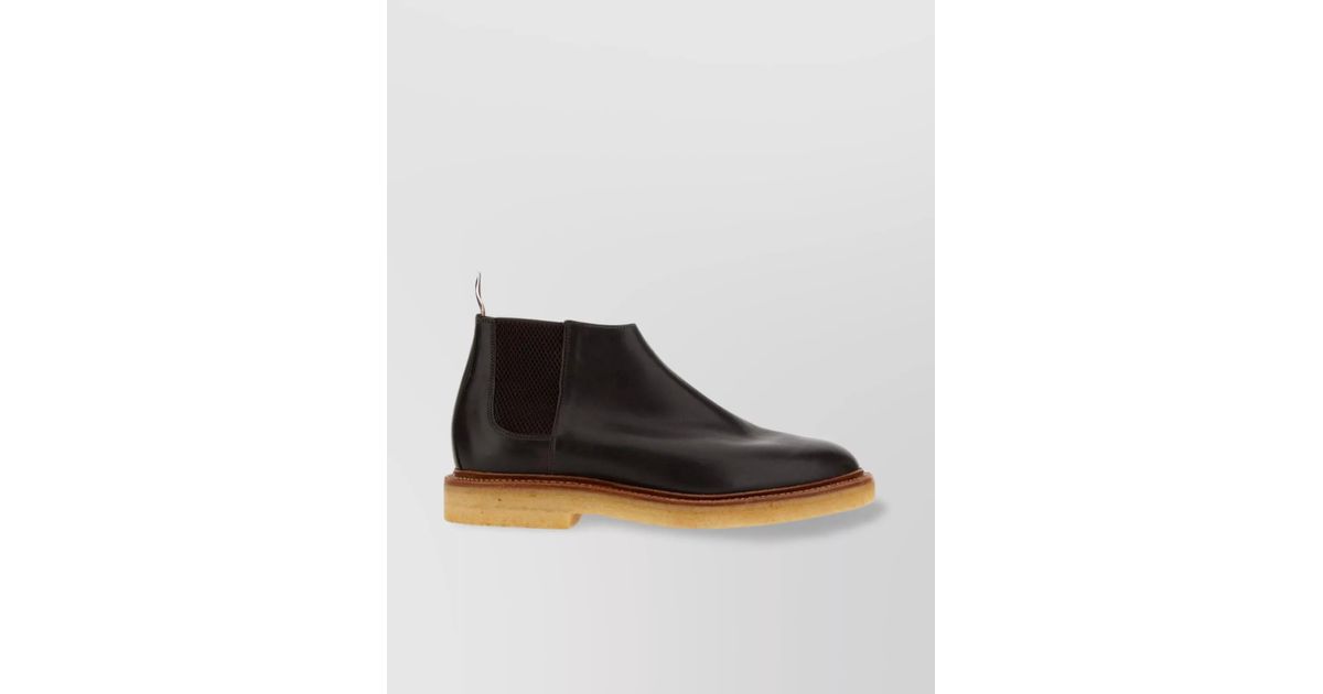 Thom Browne Pull Tab Leather Chelsea Boot in Grey for Men | Lyst UK