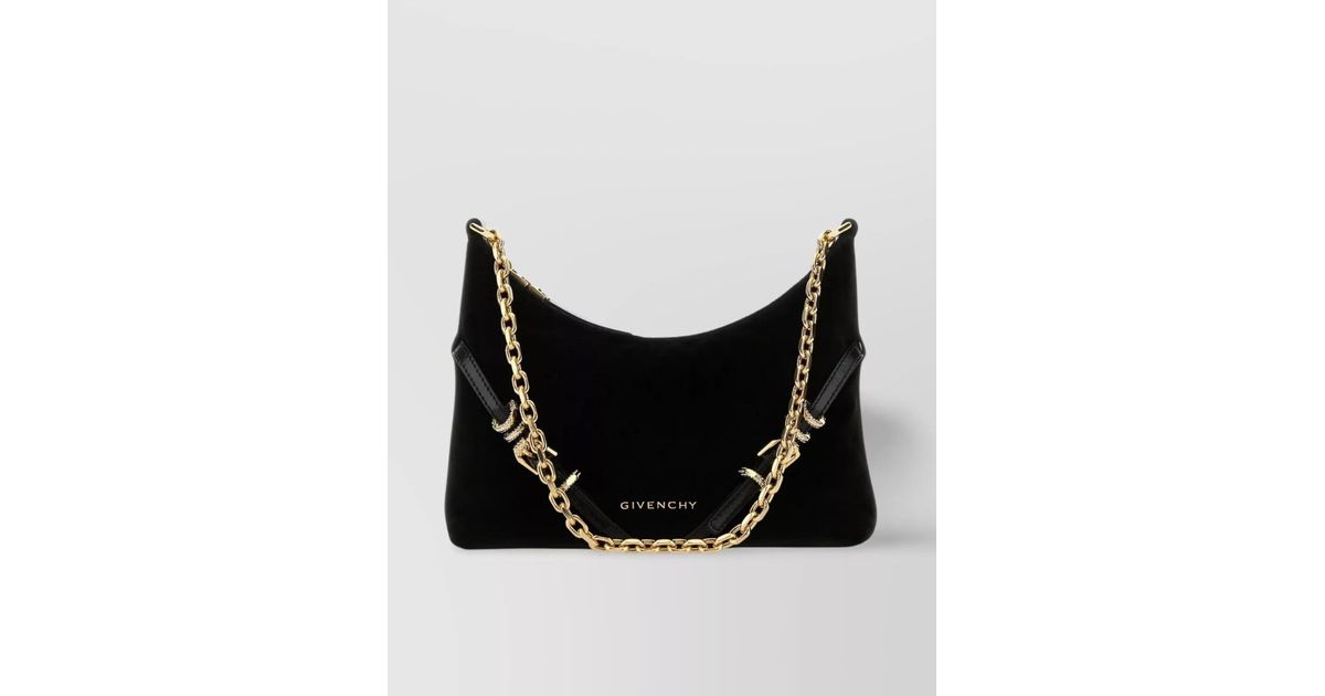Givenchy Velvet Party Shoulder Bag With Straps And Metal Chain Handle ...