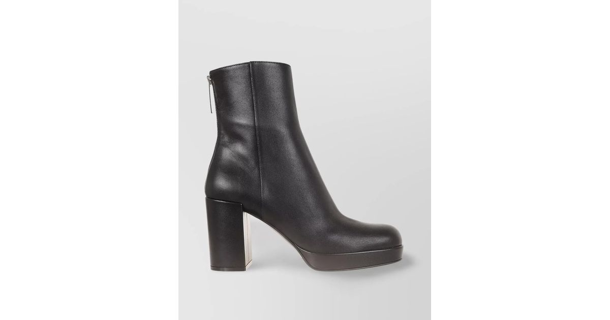 Sergio Rossi Bootie-75 Ankle Block Heel Platform Boot in Gray | Lyst