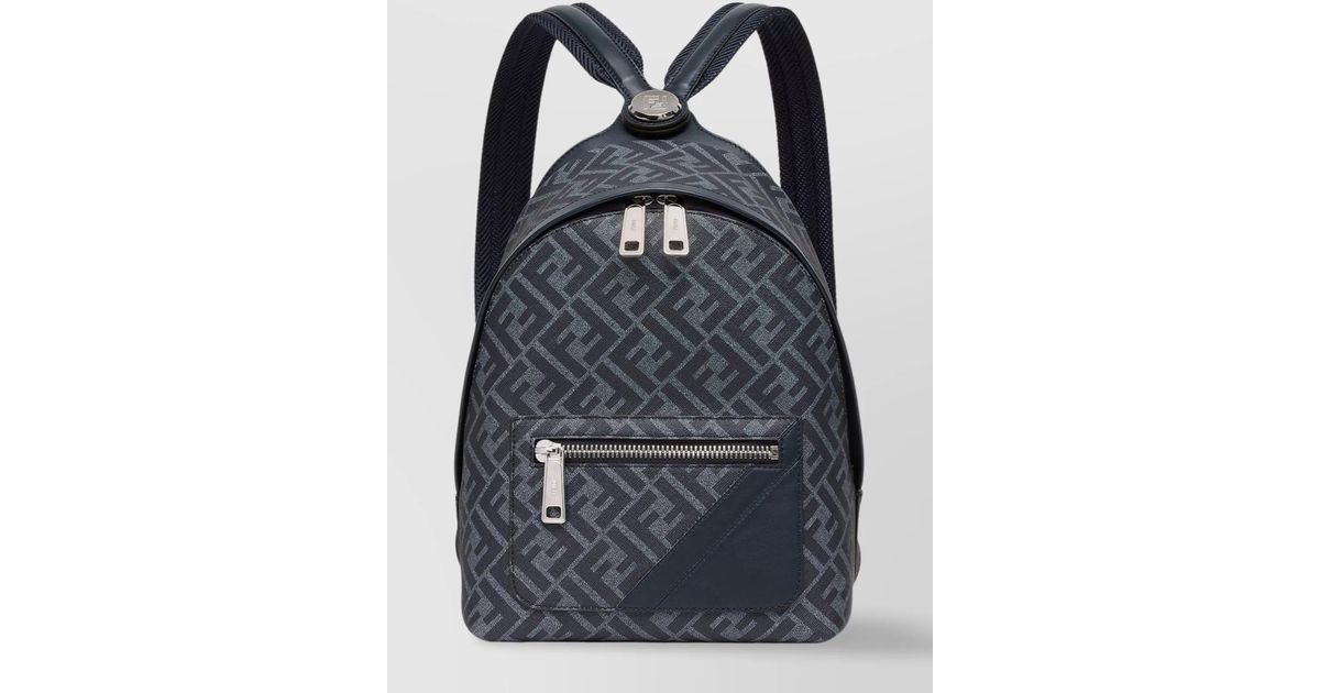 Fendi Small Leather Diagonal Insert Backpack in Black for Men | Lyst