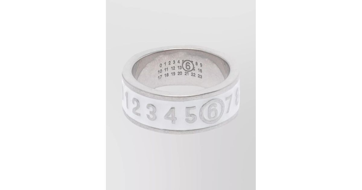 MM6 by Maison Martin Margiela Engraved Numeric Wide Band Ring in Gray ...
