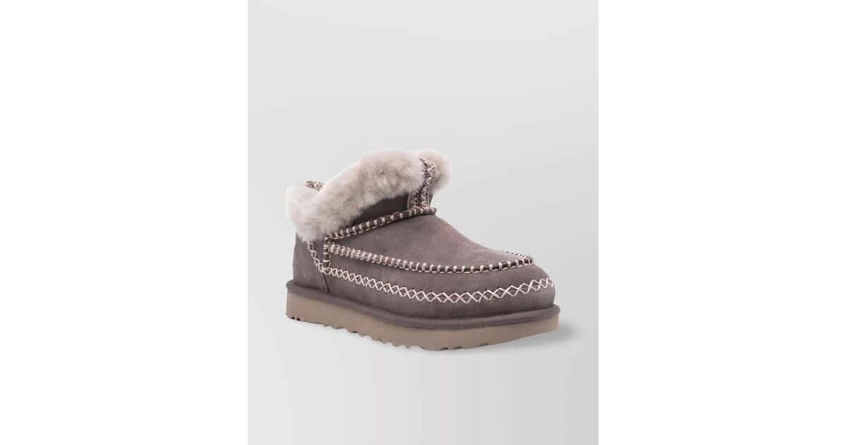UGG Mini Alpine Stitch Detailing Rubber Sole Boots | Lyst