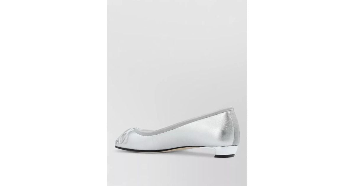 McQueen Ballet Flats Round Toe Ribbon Bow Heel in White | Lyst UK