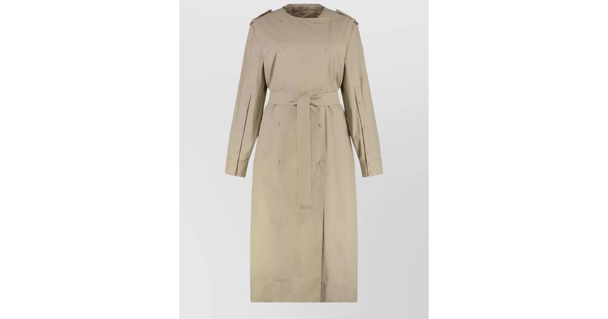 Moncler Gourdon Trench Coat Long Belted Design in Natural | Lyst UK