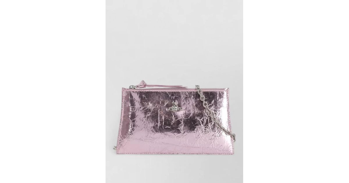 Vivienne Westwood Leather Clutch Metallic Finish Removable Strap in ...