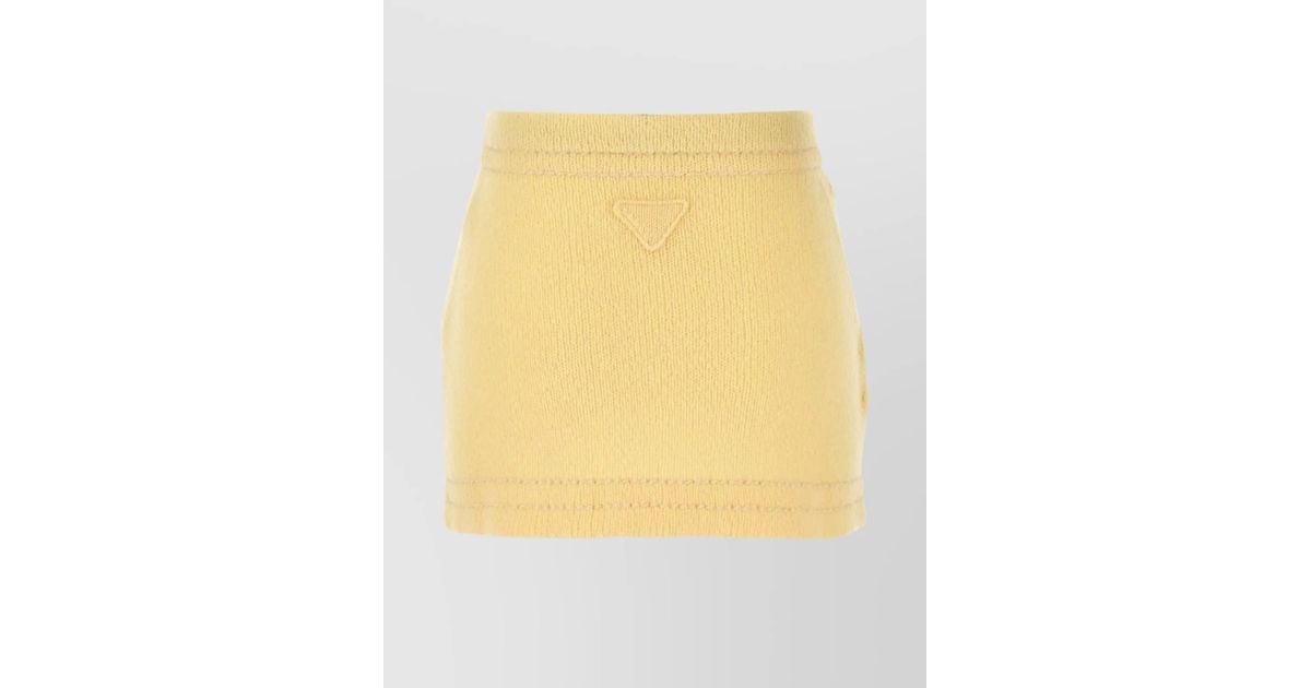 Prada Cashmere Mini Skirt With Button And Pocket Detail in Yellow | Lyst