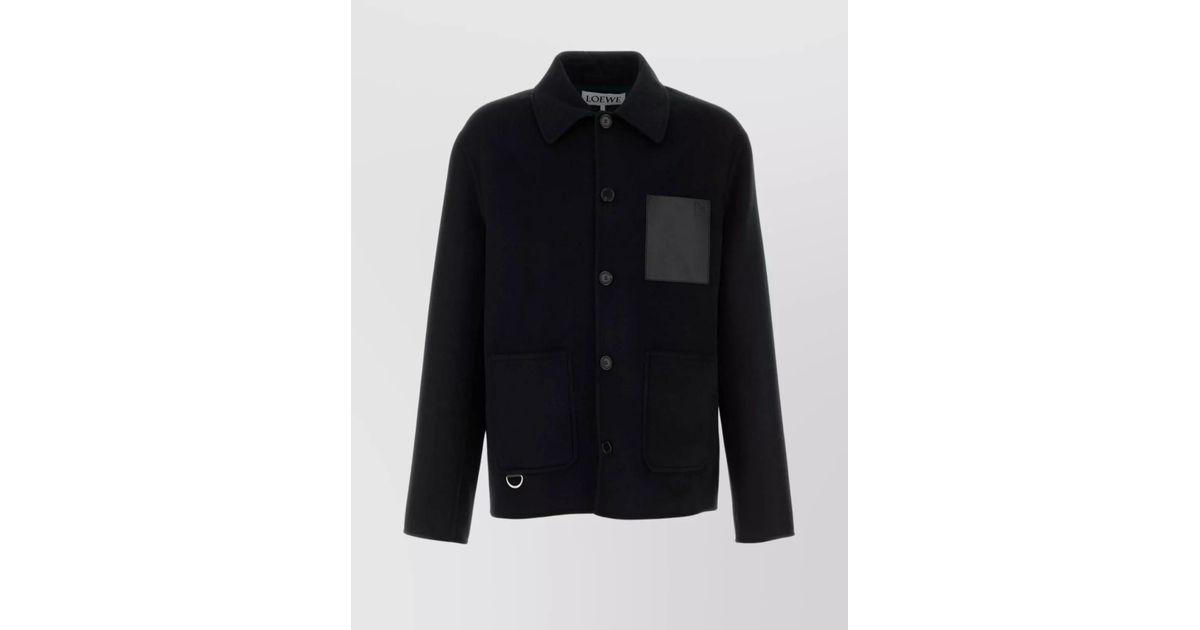 Loewe Flannel Jacket With Metal Ring Detail in Blue for Men | Lyst