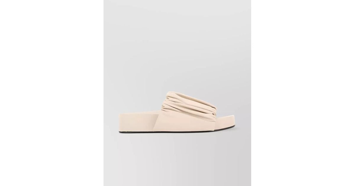 Jil Sander Leather Slides With Ruched Detailing And Flat Sole in ...