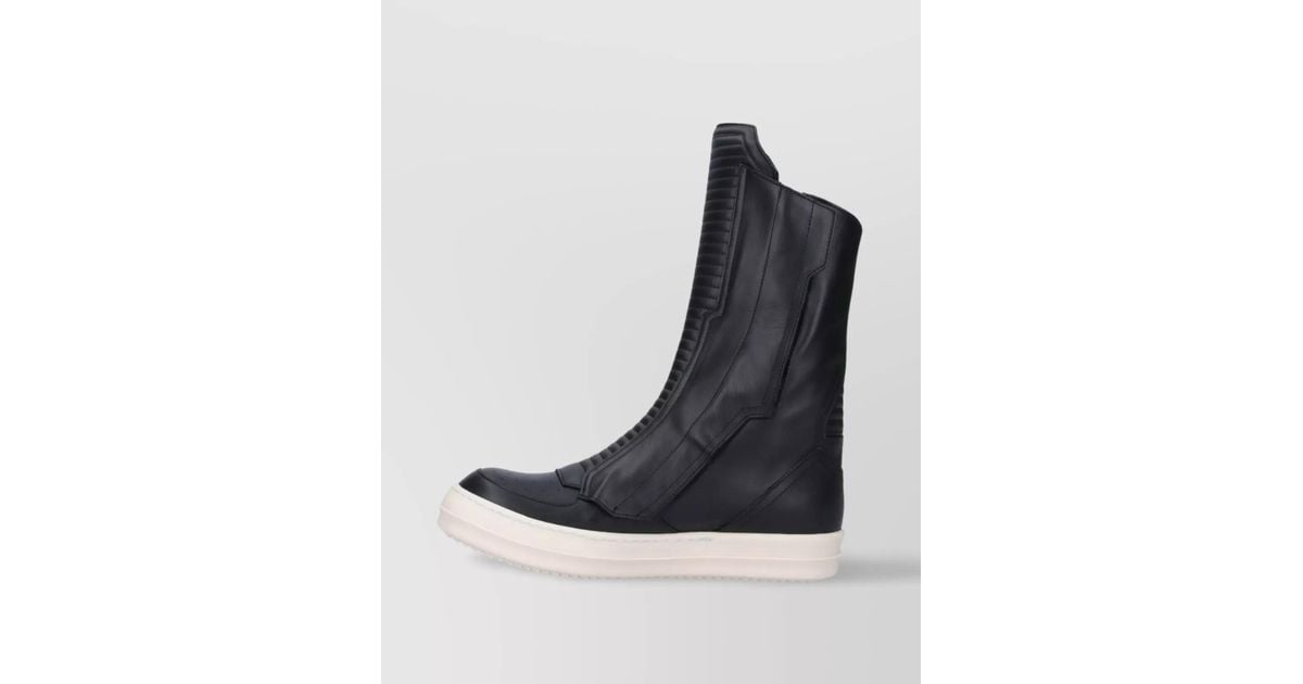 Rick Owens High-Top Boots With Contrast Sole And Ribbed Detailing in ...