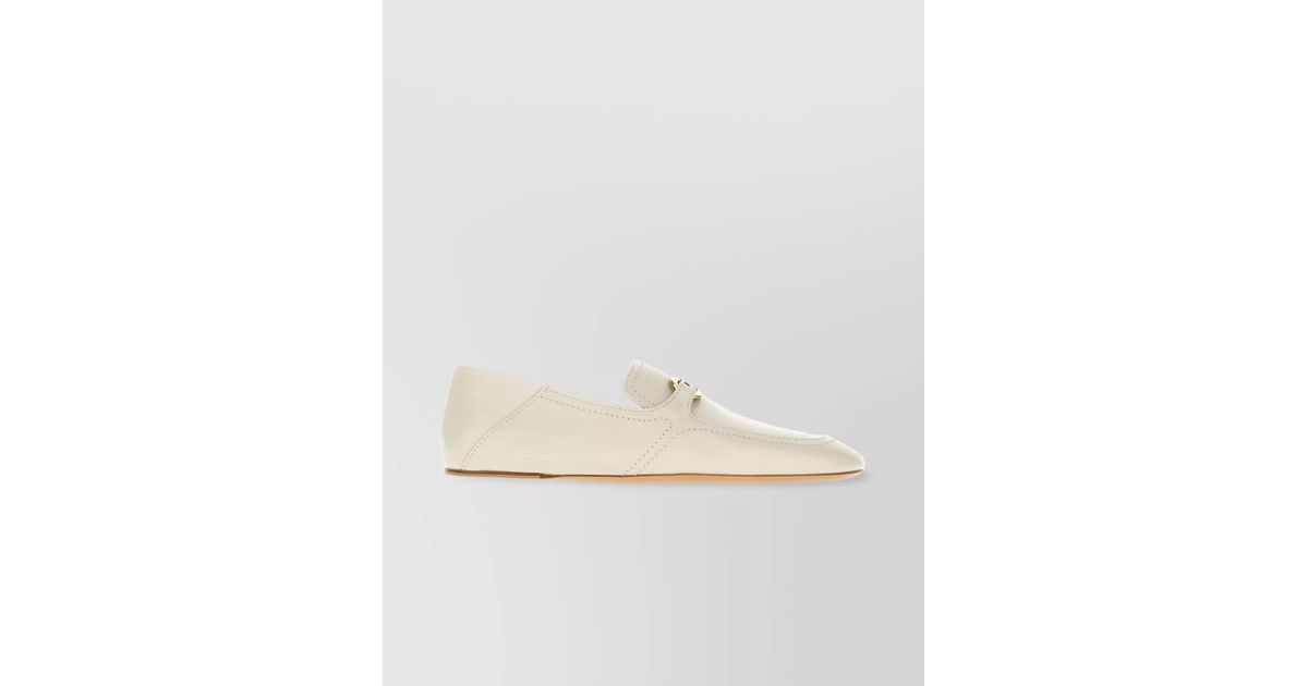 Ferragamo Ivory Leather Loafers With-Tone Hardware in Natural | Lyst
