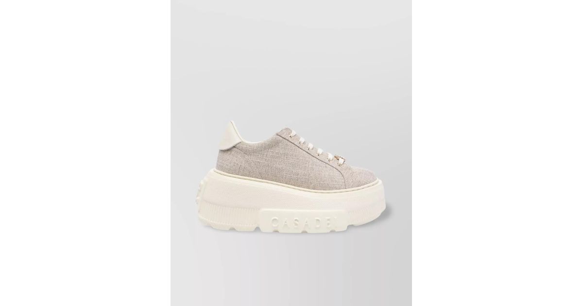 Casadei Nexus Fabric Platform Sneakers in Natural | Lyst UK