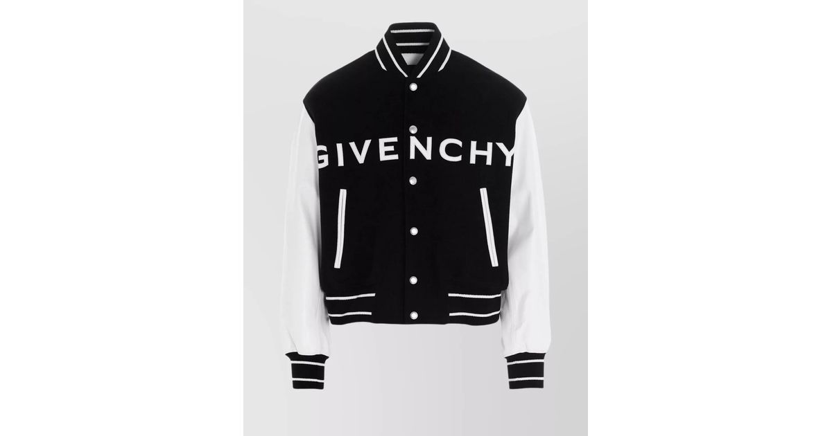 Givenchy Logo Bomber Jacket With Ribbed Collar in Black for Men | Lyst
