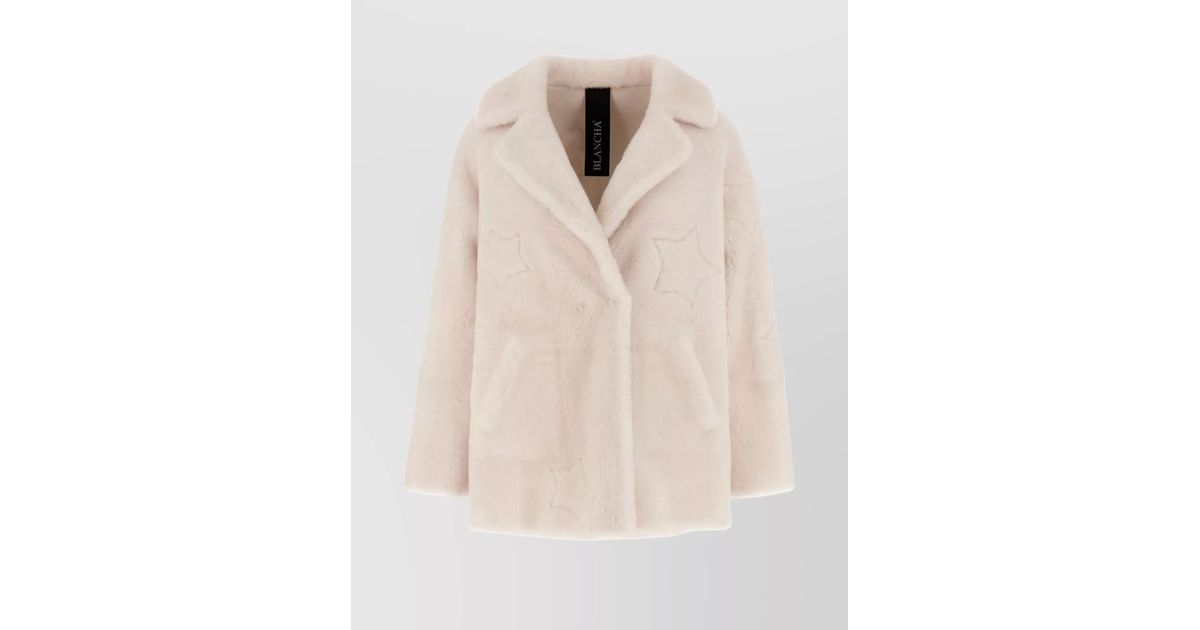 Blancha Shearling Jacket Star Pattern in Natural | Lyst