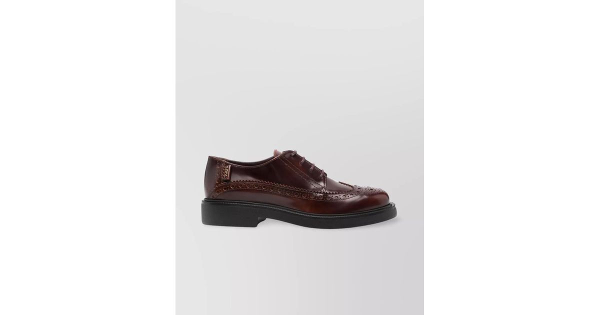 Tod's Lace-Up Logo Detail Brogues in Brown | Lyst