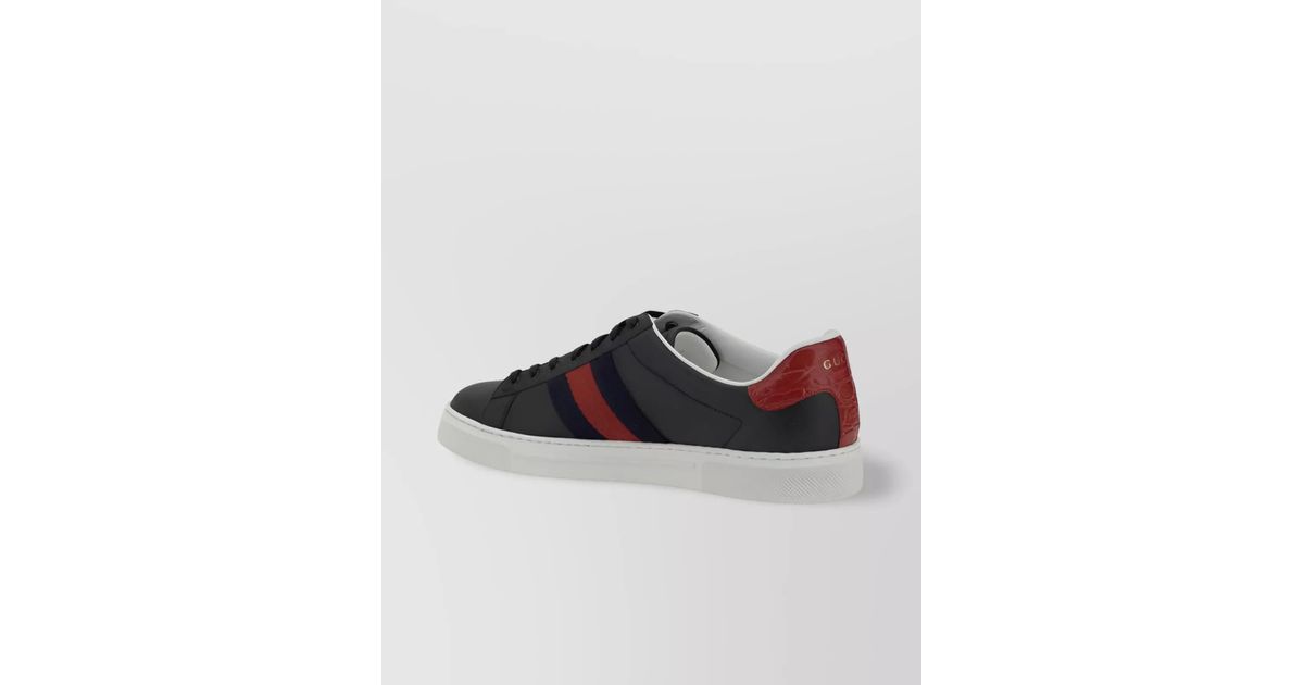 Gucci Leather Sneakers Slanted Bands for Men | Lyst