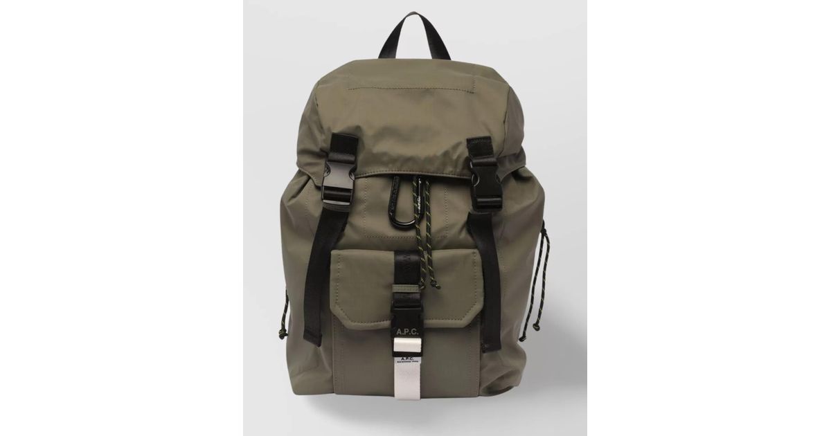 A.P.C. Dark Khaki Trek Backpack Front Flap in Green for Men | Lyst
