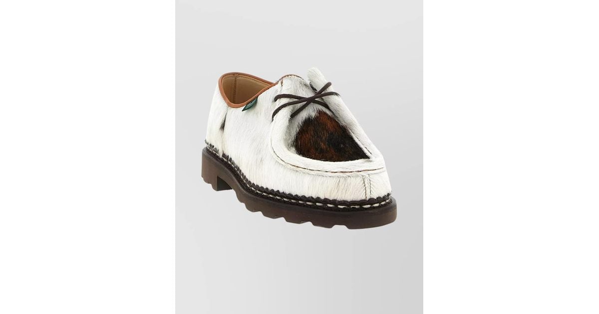 Paraboot Lace-Up Derby Shoes Fur Texture in White for Men | Lyst
