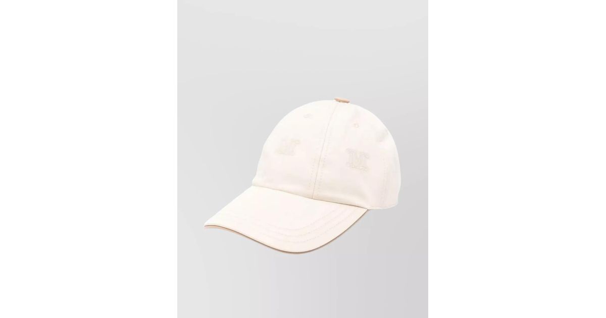 Max Mara Curved Brim Logo Embroidered Hat in Natural | Lyst