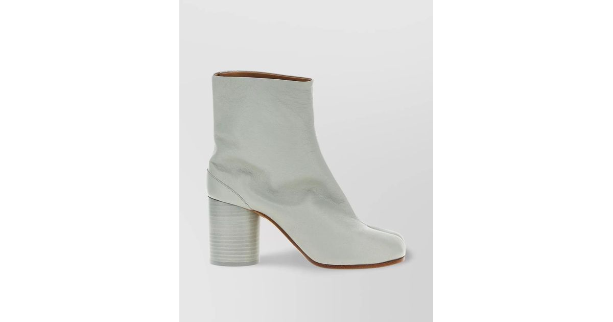 Maison Margiela Chunky Heel Round Toe Ankle Boots in White | Lyst