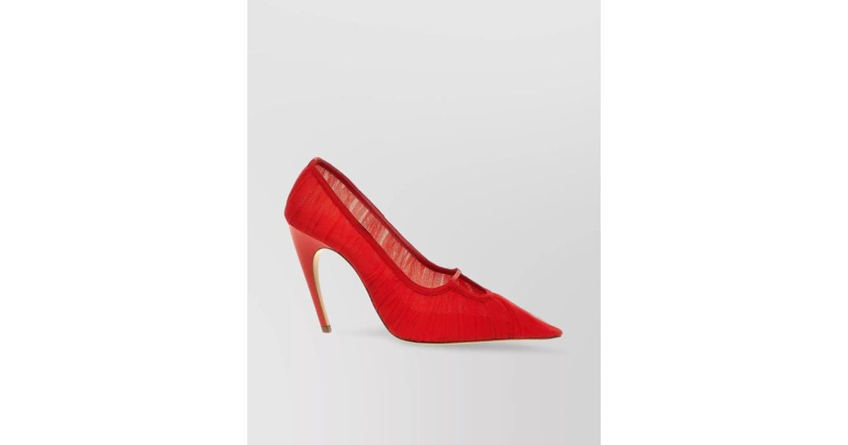 Nensi Dojaka Sheer Mesh Stiletto Pumps in Red | Lyst