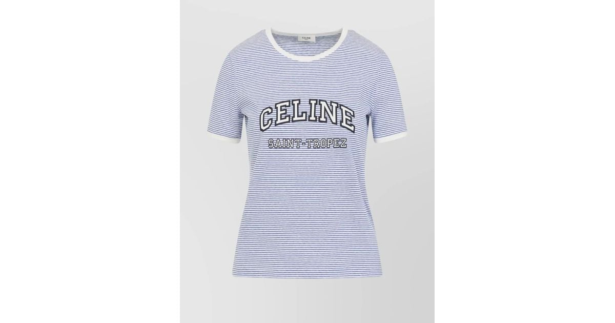 Celine Saint Tropez 70's Striped T-Shirt in Blue | Lyst