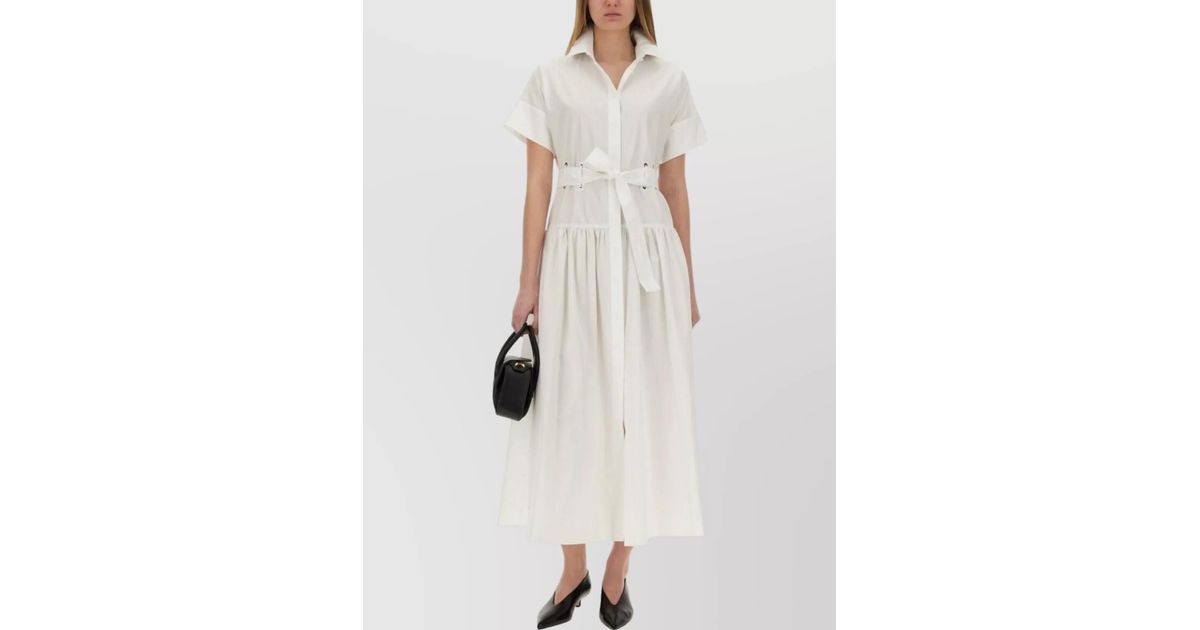 Max Mara Cotton Midi Dress in White | Lyst