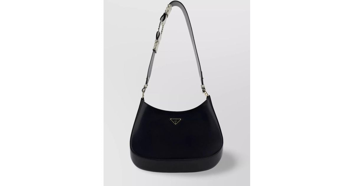 Prada Compact Leather Shoulder Bag With Python Strap in White | Lyst