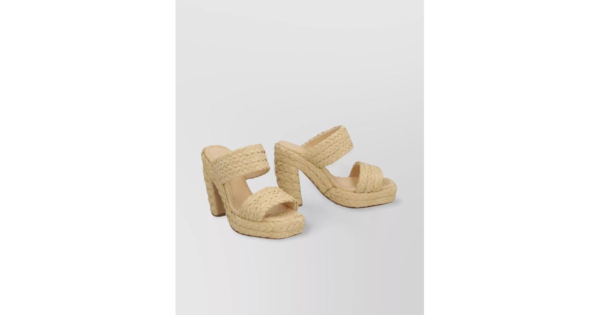 Bottega Veneta Raffia Mules With Block Heel And Braided Design in ...
