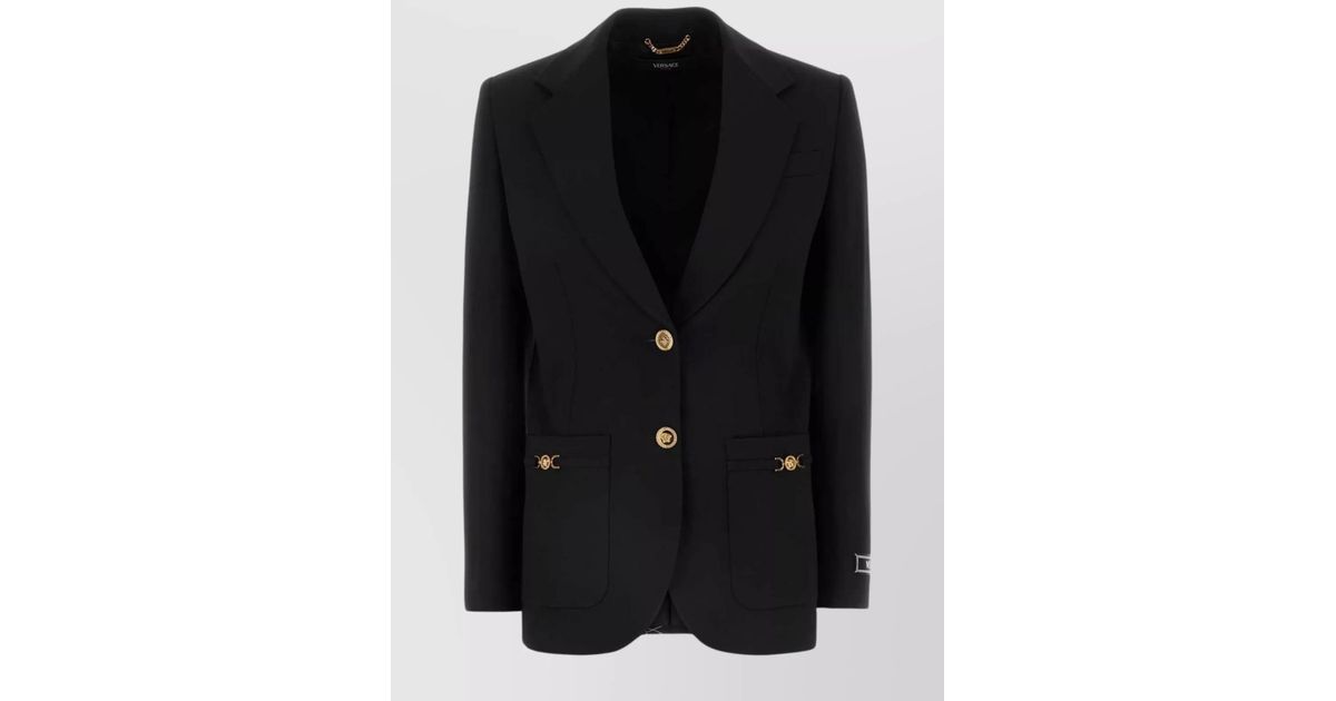 Versace Wool Blazer Oversize Buttons in Black | Lyst