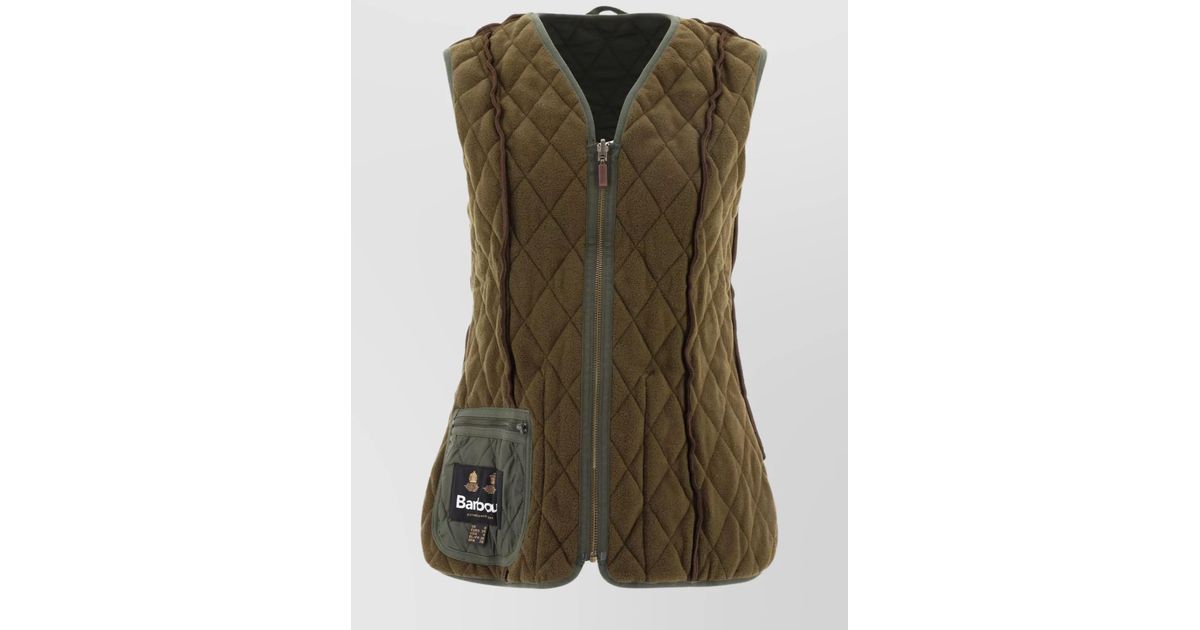 Barbour Quilted Vest Jacket Front Pockets in Green | Lyst