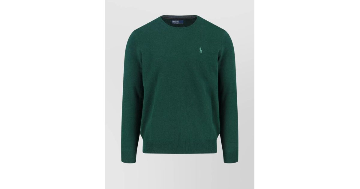 Polo Ralph Lauren Ribbed Cuff Crew Neck Long Sleeve Sweater in Green ...