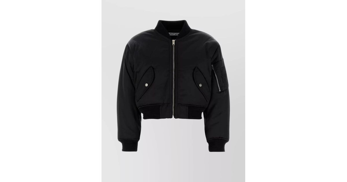 Alexander Wang Bomber Jacket Nylon Ribbed Cuffs in Black | Lyst