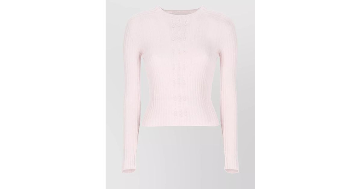 Vanisé Ribbed Cashmere Sweater Round Neckline in Pink | Lyst UK