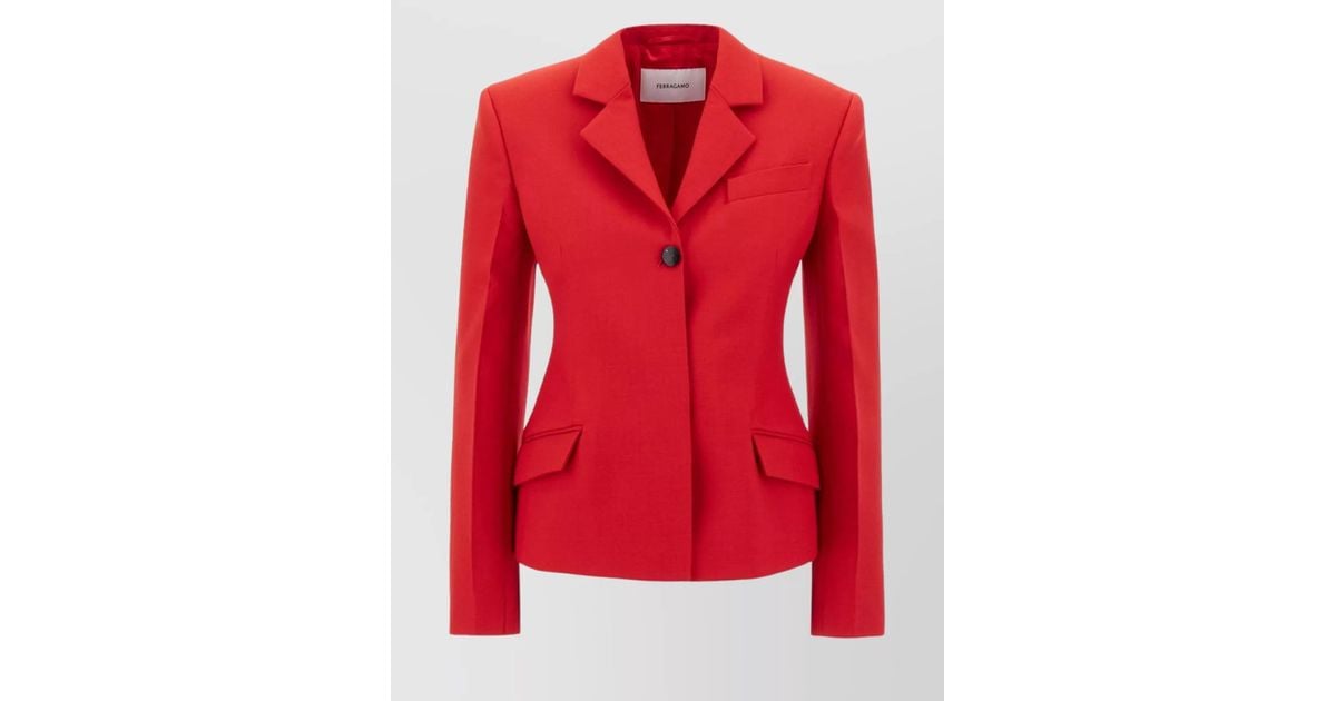 Ferragamo Wool Blazer With Chest Pocket And Structured Shoulders | Lyst UK