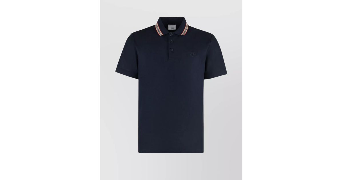 Burberry Piqué Cotton Polo Shirt in Blue for Men | Lyst
