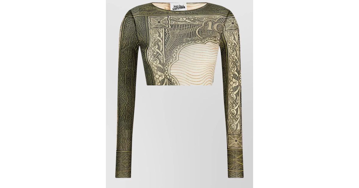 Jean Paul Gaultier Reedition Cartouche Graphic Sheer Cropped Top in ...